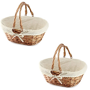 Cornucopia Brands Wicker Baskets w/Handles (2-Pack, Natural Color), for Easter, Picnics, Gifts, Home Decor and More, 13 x 10 x 6 Inches
