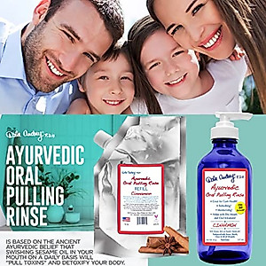 Dale Audrey Ayurvedic Oil Pulling for Teeth and Gums | Organic Cinnamon Flavored Oral Rinse Mouthwash | Natural Essential Oils for Bad Breath | Teeth Whitening and Fresh Breath | (8Oz)