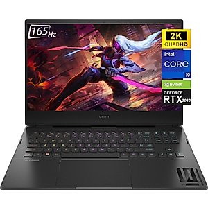 HP OMEN Gaming Laptop 2023 Newest, 16.1" 2K QHD 165Hz Display, Intel Core i9-12900H (Up to 5 GHz, 14 cores), 32GB DDR5 RAM, 2TB SSD, NVIDIA GeForce RTX 3060 Graphics, Wi-Fi 6, Windows 11 Home