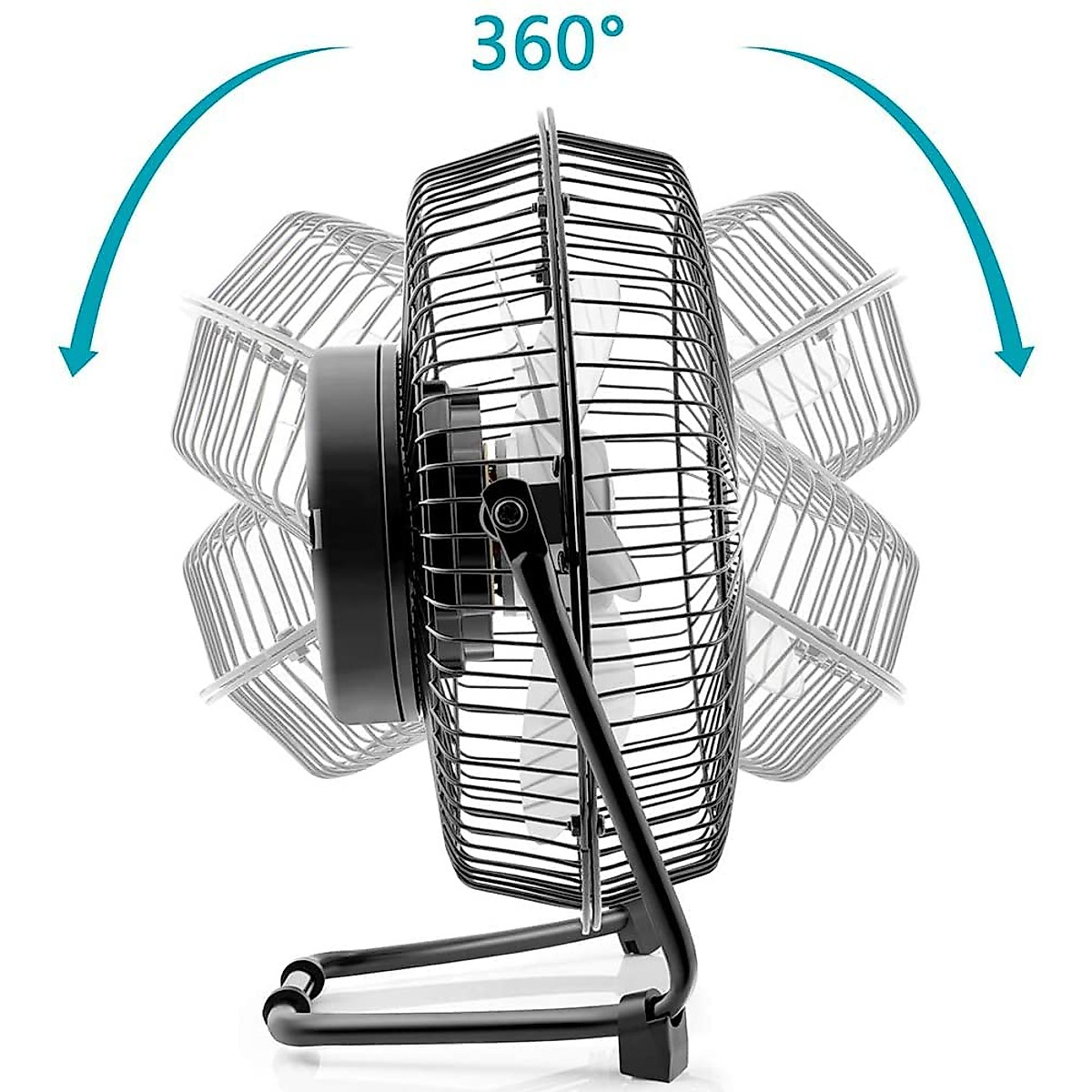 9 Inch USB Rechargeable Desk Fan, 6700mAh Battery Operated Fan, Mini Portable Table Fans with 2 Speeds Strong Airflow, Quiet and 360°Rotate, Desktop Small Personal Fan for Home Office Outdoor Travel