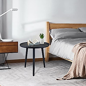 PRIVATE GARDEN Outdoor Coffee Side Table Aluminum End Table Rust-Resistant 3 Legged Modern Small Table for Living Room Bedroom Patio Garden (Black,S)