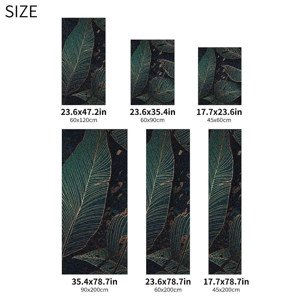 BoeHiop Window Privacy Film, Luxury Gold Green Palm Leaves Frosted Window Clings, Decorative Glass Covering Decals, Non-Adhesive Vinyl, 17.7 x 23.6 in