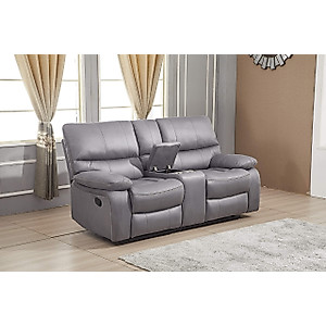 Betsy Furniture Microfiber Reclining Sofa Couch Set Living Room Set 8007 (Grey, Sofa+Loveseat+Recliner)