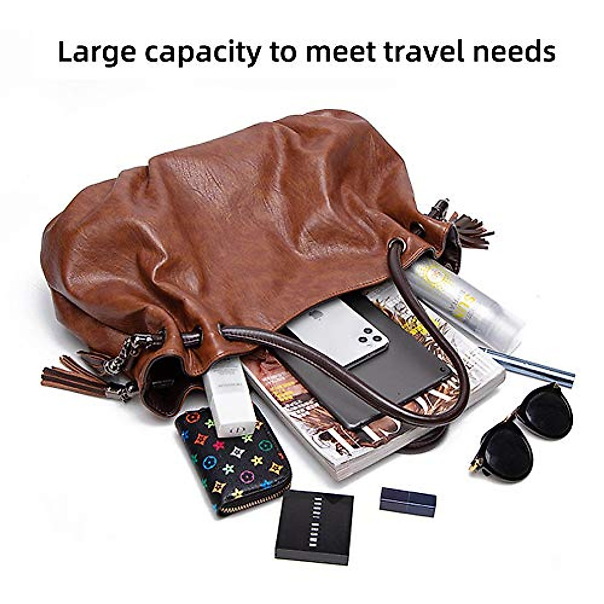 MINTEGRA Handbags for Women Hobo Shoulder Bags with Tassel Large Capacity Top Handle Bucket Bags