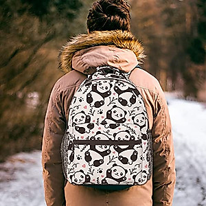 Yuvinw Cute Panda Backpack 17 Inch,Travel Backpacks Casual Daypack, Laptop Backpack For Women Men,With Adjustable Straps.Cute Panda