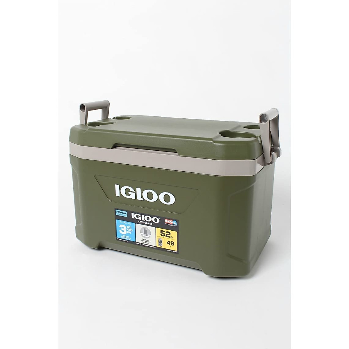 Igloo 60367 Sportsman Latitude 52 Cooler Box, Approx. 11.2 gal (49 L), Sportsman, Latitude, Outdoor, Camping, Leisure, Fishing, Green