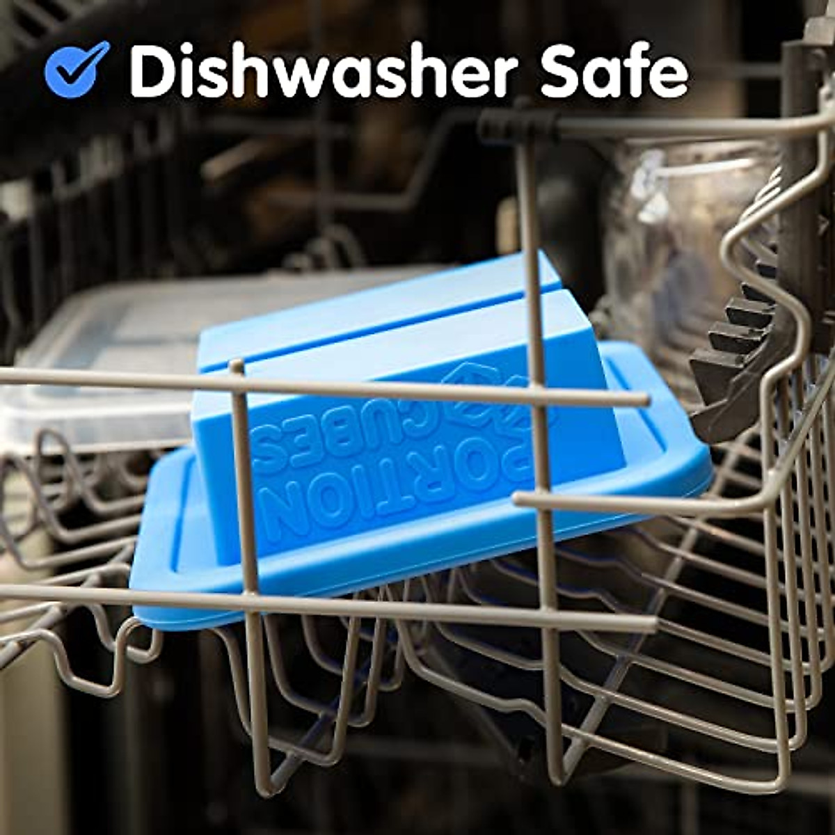 PORTION CUBES Soup Cubes Freezer Tray with Lid, 1-Cup Portions, Pack of 4 Containers