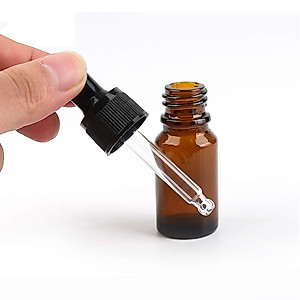 MOTZU 50 Pack 0.1oz(3ml) Amber Glass Dropper Bottles, Refillable Empty Bottle for Essential Oils, Cosmetics, and Cooking, with Glass Eye Dropper and Cap