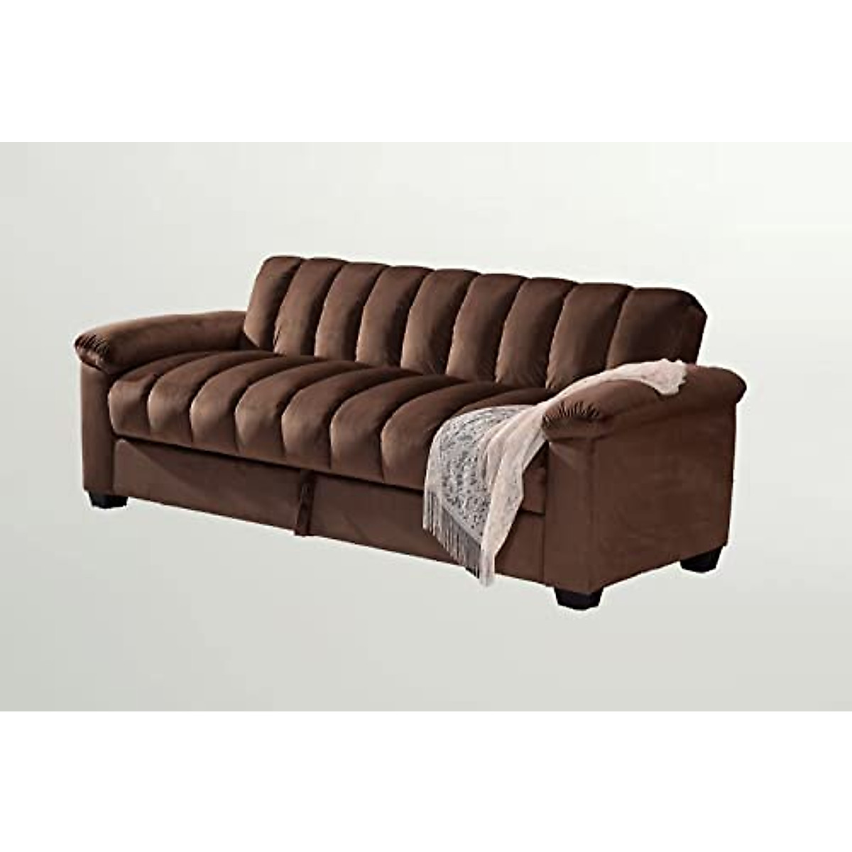 Legend Vansen Velvet Storage Convertible Sofa Bed Sleeper Couch Sofabed, Brown