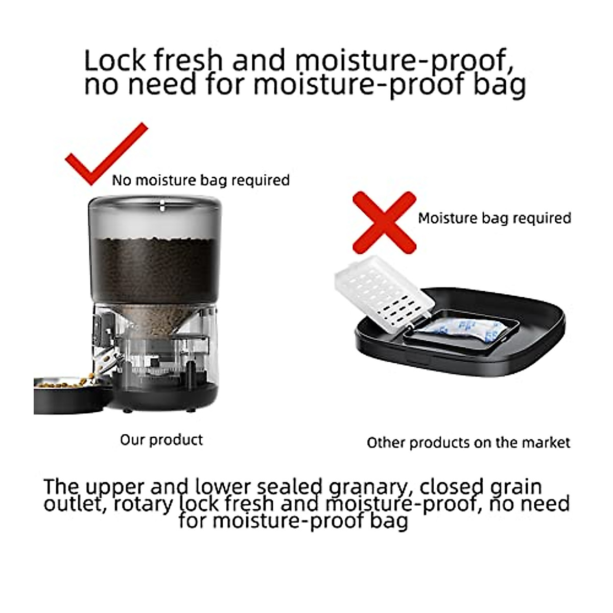 Mcacetine Automatic Cat Feeders, Auto 4L Timed Cat Dog Feeder Pet Dry Food Dispenser Smart cat Dog Feeder with Stainless Steel Bowl for Small Medium Pets