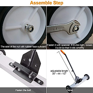 Toolwiz 36'' Magnetic Sweeper with Wheels, 50 Lbs Capacity Rolling Magnetic Floor Sweeper with Release Handle Industrial Magnets Heavy Duty Metal Pick Up 18/24/36 Inches