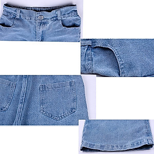 Milokado Big Girls Kids Jeans Casual Elastic Waist Wide Leg Demin Pants Size 5-13 Years (Blue Z, 12-13 Years)