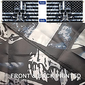 Skull And Crossbones Flag 3 X 5 Ft, Funny American Pirate Flag For Man Cave, Double Printed Black And White Grey American Flags Banner With UV Fade Proof