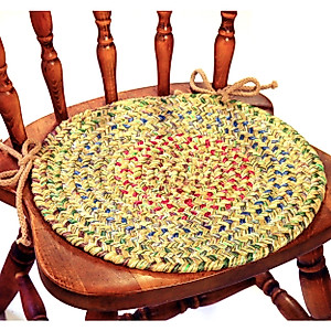 Rhody Rug Sophia SO45 Burgundy Red 15" x 15" Chair Pad Set-of-4 - Round Chair Cushion with Ties for Round Shaped Patios, Dining Room Seat - Seat Cushions, Ideal as Home Decor - Made in USA