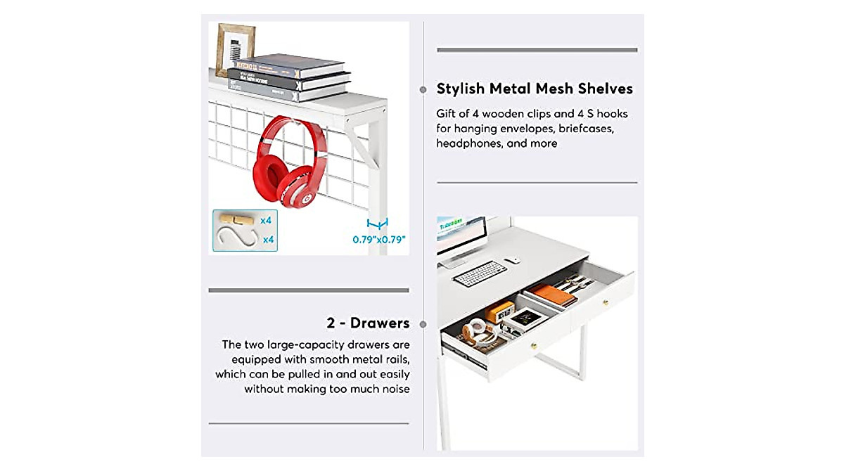 Buy Tribesigns White Computer Desk with Hutch - Spacious & Stable