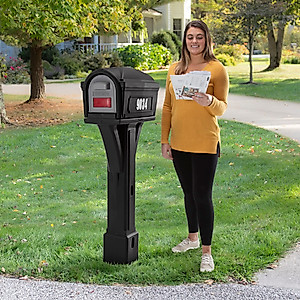 Simplay3 Classic Plastic Residential Mailbox & Post Mount Combo Kit with 2 Access Doors - Black