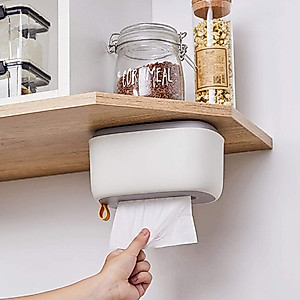 AKOYA Wicker Collection Wet Wipes Dispenser Holder - Wall-Mounted Wet Tissue Box Baby Wipes Box Home Office Desk, Dorm, Kitchen, Washroom, White, 20.2*10.5*13.2cm/7.95*4.13*5.20inch