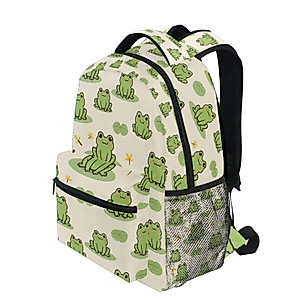 Kcldeci Cute Frog Pattern Kids Backpack for Boys Girls Elementary Schoolbag Kindergarten Bookbags Preschool School Bag Toddler Book Bags Travel Bag