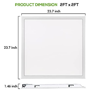 hykolity 2x2 FT LED Flat Panel Troffer Light, 30/40/50W, CCT Selectable 4000K/5000K/6500K Drop Ceiling Office Lights, 115LM/W, 0-10V Dimmable Ultra Slim Recessed Back-lit Fixture, ETL 6 Pack