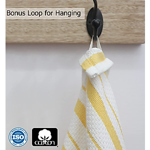 COTTON CRAFT Oversized Kitchen Towels -4 Pack 100% Cotton Basketweave Tea Dish Towels - Absorbent Reusable Low Lint Quick Dry - Cooking Drying Restaurant Bar Cleaning Cloth Napkin -20x30 Yellow Stripe