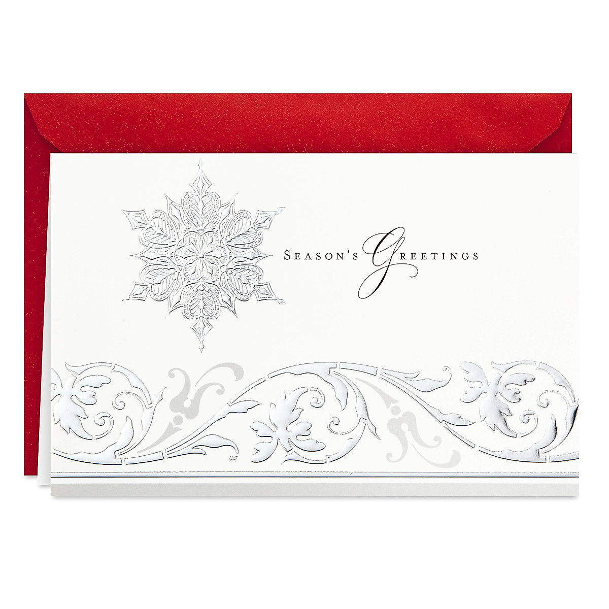 Hallmark Boxed Holiday Cards (Season's Greetings Snowflake, 40 Holiday Cards with Envelopes)