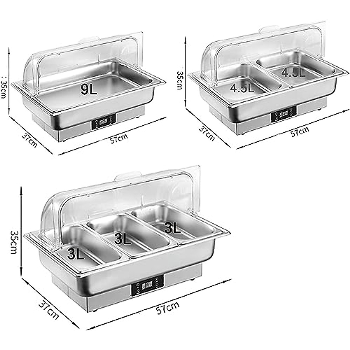 Food Warmers for Parties Buffets Electric 9l Stainless Steel Buffet Server and Warming Tray Chafing Dish Buffet Set Adjustable Temperature for Catering Buffet and Party (Single Grid)