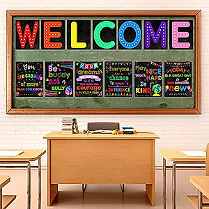13 pieces Inspirational Wall Decor Motivational Poster for School Classroom Poster Bulletin Board Set Positive Quote Wall Art with Welcome Sign for Students Home School Office Counselors Teachers