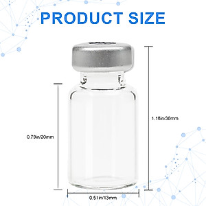 LZHNB 2ml Glass Vials for Injection, Self Healing Injection Port, Empty Transparent Sealed Vials 10Pcs. (2ml)