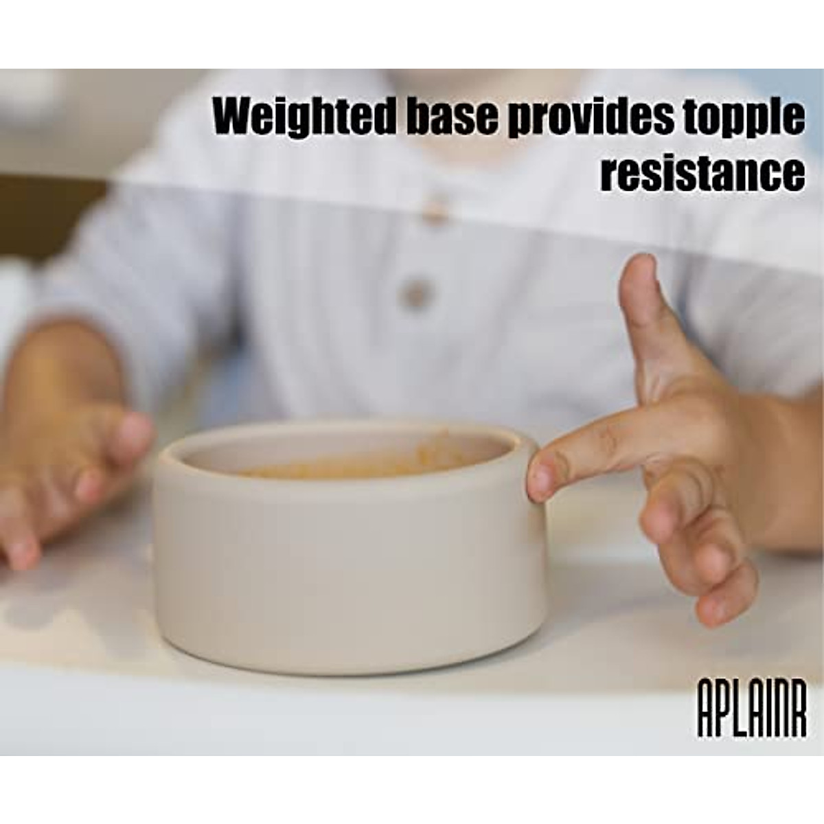 APLAINR Weighted Silicone Bowl for Baby and Toddler (Cream)