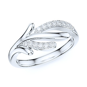 PRSTANI Sterling Silver Simulated Round Brilliant Cut Diamond Deer Reindeer Antler Style Promise Ring For Women (7)