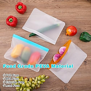 Amabro 6PCS Reusable Freezer Bags, BPA Free Sandwich Food Storage Bags Leakproof Gallon Bags Silicone Snack Bags for Marinate Meats Fruits Veggies Cereal Meal Prep Travel Fridge Kitchen