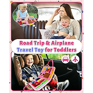 Exorany Busy Board Montessori Toys for Toddlers Sensory Toys Gifts for 1 2 3 4 Year Old Girls & Boys Preschool Toddler Activities Educational Travel Toy Learning Basic Dress Skills (Pink)