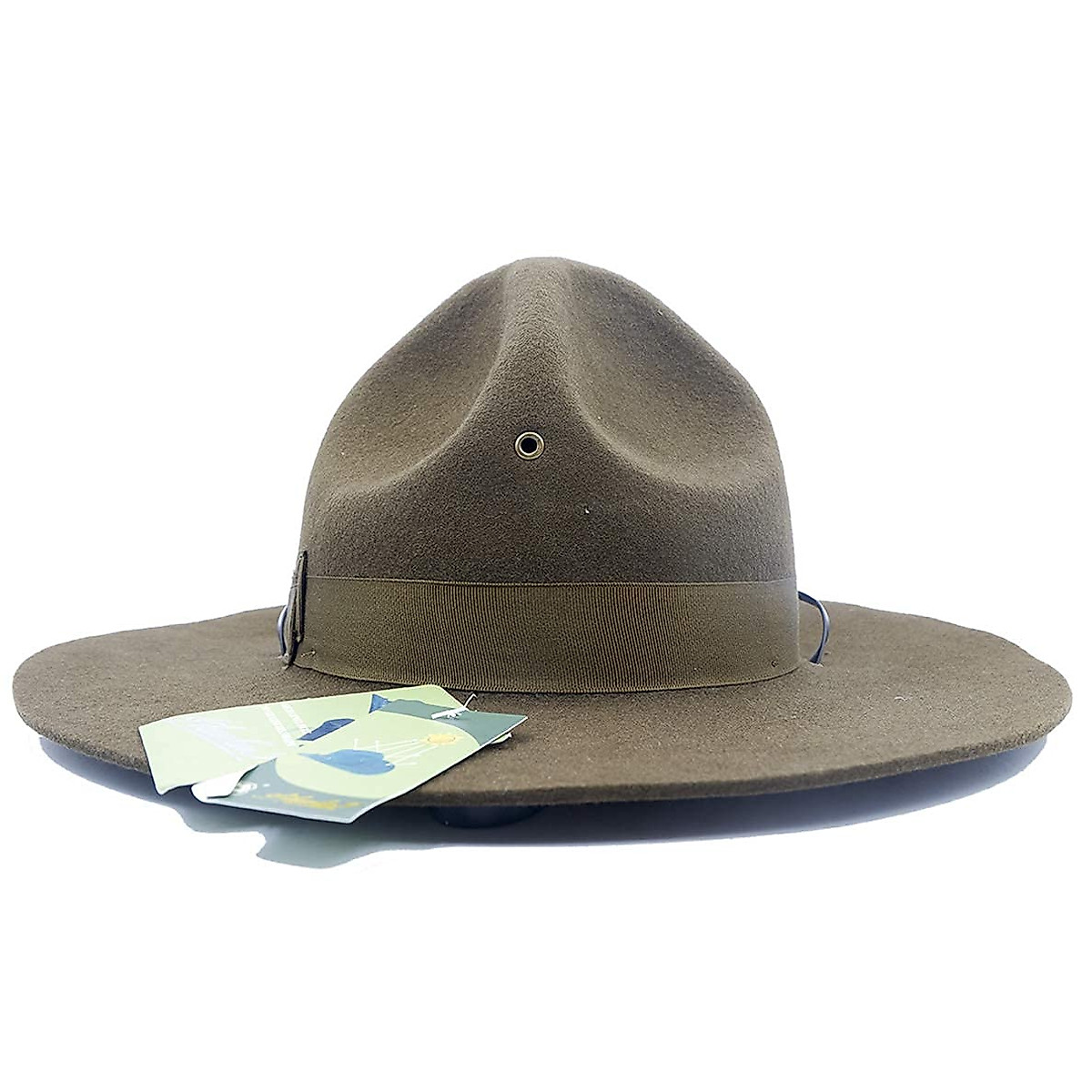 TingTingo Military Campaign Hat Drill Sergeant Instructor Mountie Ranger Hat 100% Wool Olive