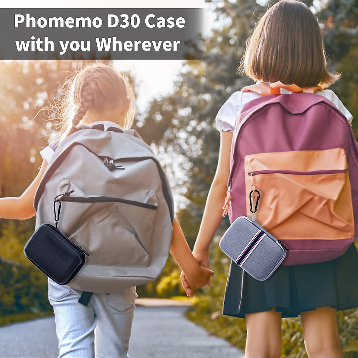 Phomemo D30 Label Maker Machine with case and 1 roll Label Tape, Portable Bluetooth Label Printer, Small Smart Phone Handheld Sticker Mini Labeler Multiple Templates Font Icon Easy to Use