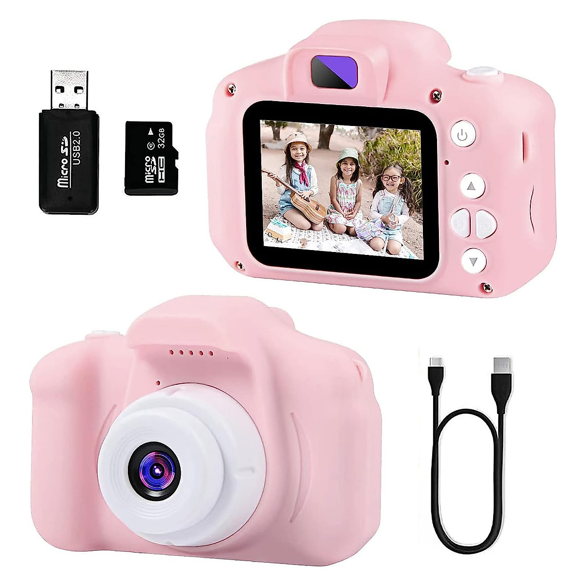 Nynicorny Kids Camera, Children Digital Rechargeable Cameras Toddler Educational Toys, Mini Children Video Record Camera with 1080P HD 2 Inch Screen & 32GB SD Card for Birthday (Pale Pink)…