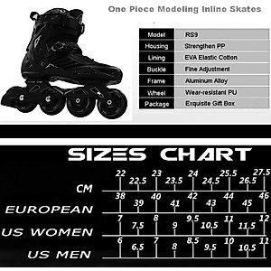 LIKU Black Professional Inline Skates Unisex (Men 11,Women 12)