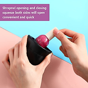 6 Pcs PU Squeeze Coin Purse, Black Pouch Change Holder, Waterproof Portable Small Makeup Bag Storage Travel for Cosmetics Headphones Jewelry for Women