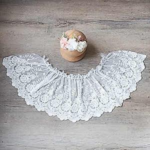 Zeroest Newborn Photography Outfits Girl Lace Romper Newborn Photography Props Rompers Baby Girls Skirt Photoshoot 3PCS (Peach-Long Sleeve)