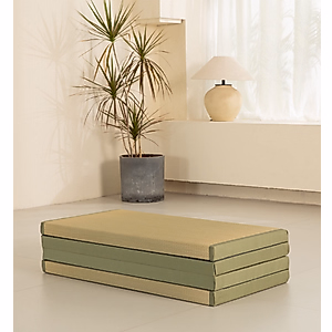 MustMat Thick Tatami Mat Twin XL Floor Mattress Japanese Tatami Bed with Storage Bag 39 x 80 x 2 in (Green)