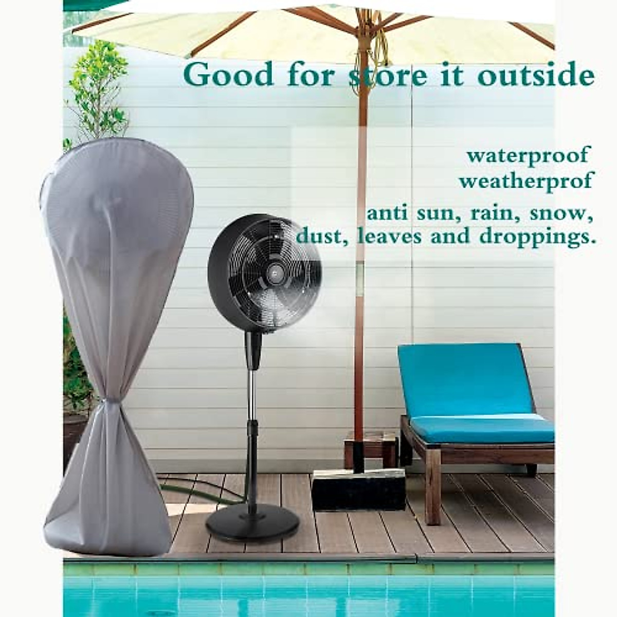 WINCOVER Fan Cover Fan Covers Outdoor Pedestal Fan Cover Waterproof House Fan Dust Cover Indoor Fan Cover Outdoor Standing Fan Covers Outdoor Pedestal Fan Covers (Gray)