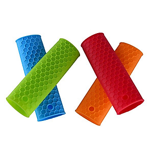 DOITOOL 4Pcs Silicone Hot Handle Holder Sleeve Heat Resistant Cover Rubber Pot Handle Sleeve for Frying Pans Griddles Sleeve (Black)