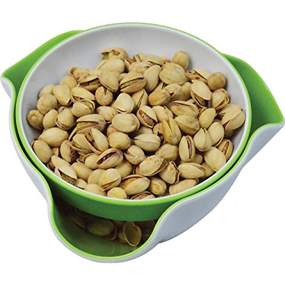 Double Party Pedestal Serving Dish, Inside Green - Southern Homewares - For Peanuts, Pistachios, Fruits, Candy, and Snacks
