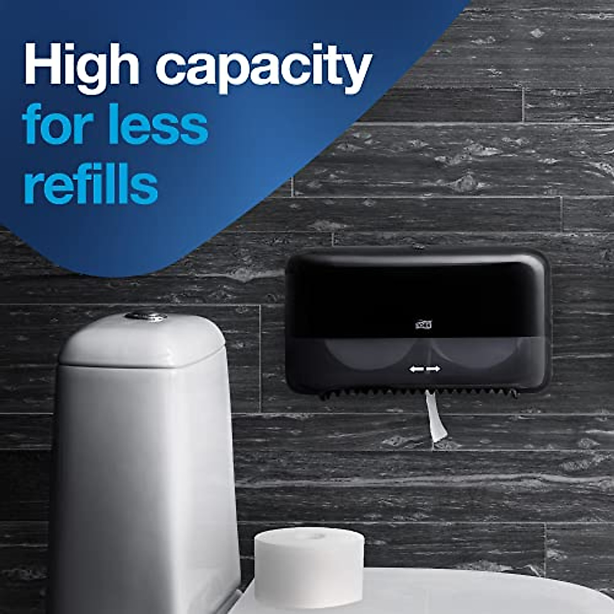 Tork Coreless Toilet Paper Dispenser Black, For Homes and Small Businesses, Fits T7 Dispensers