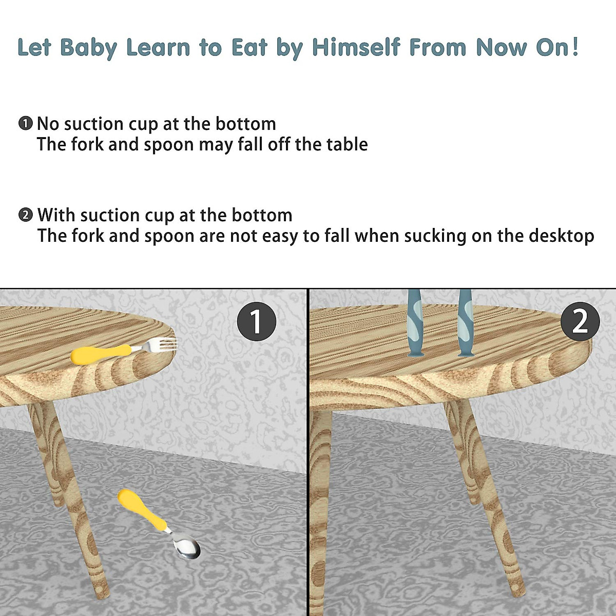 Qshare Baby Utensils Spoons with Travel Safe Case, Toddlers Feeding Training Spoon with Easy Grip and Bendable Function, Perfect Self Feeding Learning Spoons (SuctionBlue/Pink)