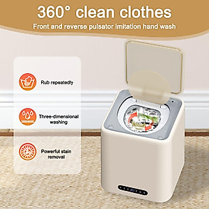 Ponzyeet automatic underwear washing machine,8Lmini washing machine, stainless steel bucket, socks, bra, underwear independent deep cleaning.