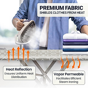 UniSimp Ironing Board Cover and Pad 18x54- Extra Thick Natural Cotton, Scorch and Stain-Resistant Iron Board Cover, Extra Large Iron Board Cover with Metal Fasteners Heavy Duty Heatproof Elastic Edge