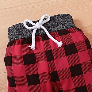 Baby Boy Clothes 6-9 Months Toddler Infant Boys Girls Outfit Long Sleeve Plaid Tops + Pants Outfit Set 2Pcs,Red Plaid Clothes 6-12 months/90cm