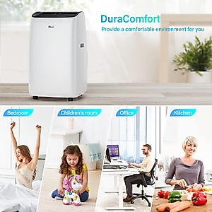DuraComfort Cooling&Heating Portable Air Conditioners, 14000 BTU(ASHRAE) /10400 BTU (SACC), Dehumidifier, Fan, AC for Room, Up to 450 Sq.Ft