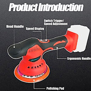 Cordless Car Buffer Polisher for Milwaukee 18V Battery 48-11-1850, Orbital Polisher with 6 Variable Speed, Power Polisher Replace 2738-20 for Car Detailing/Polishing/Waxing(Battery Not Included)