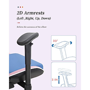 PC Gaming Chair Racing Office Chair E-Sports Computer Chair with Lumbar Support Adjustable Headrest 2D Armrest Rolling Swivel Game Chair Task Ergonomic PU Leather Desk Chair